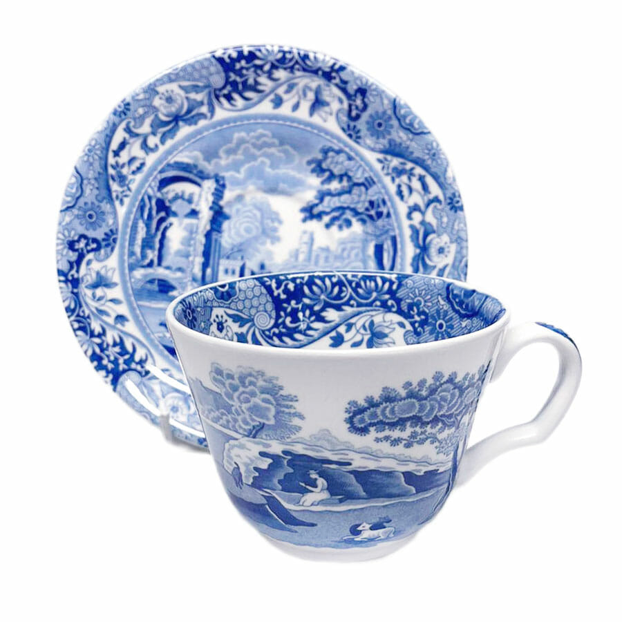 Blue Italian Spode Tea Duo Black Marking - Clyde on 4th Antiques ...