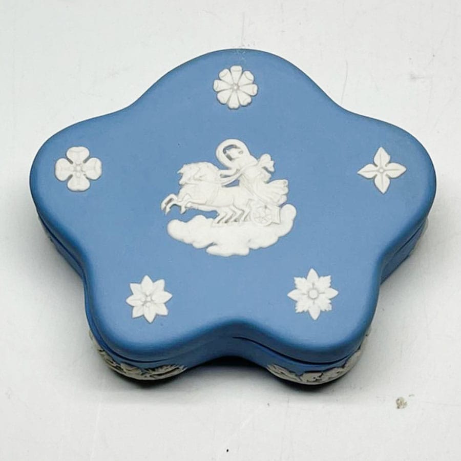 Wedgwood Blue Jasperware Helios Trinket Box - Clyde on 4th Antiques & Collectables