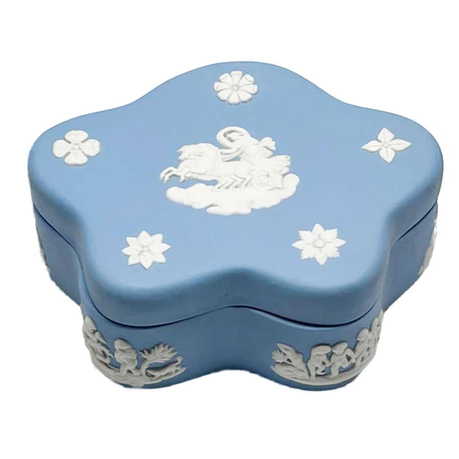 Wedgwood Blue Jasperware Helios Trinket Box - Clyde on 4th Antiques & Collectables