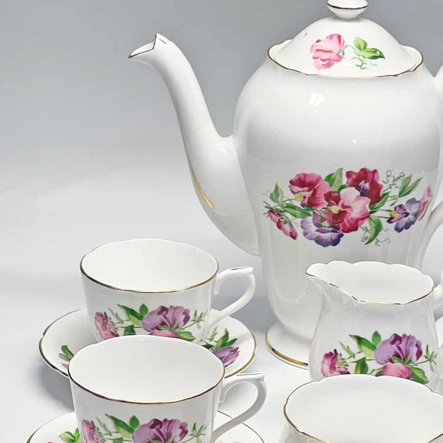 Collingwood's Bone China Sweet Pea Coffee Service - Clyde on 4th ...