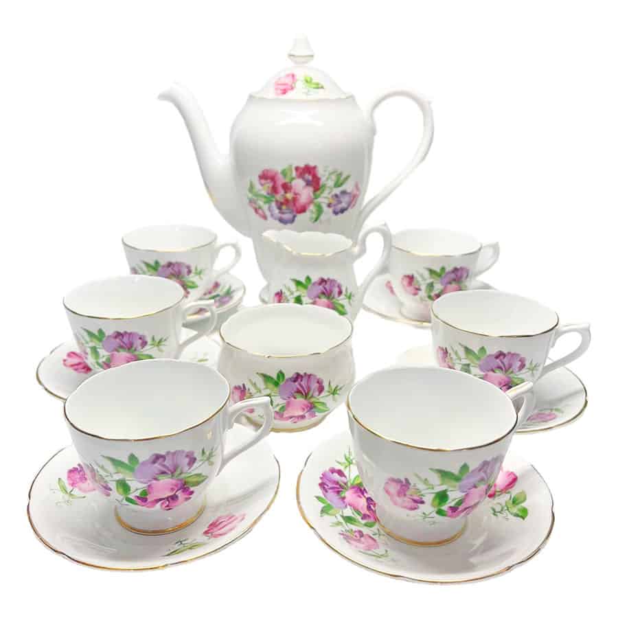 Collingwood’s Bone China Sweet Pea Coffee Service – Clyde on 4th ...