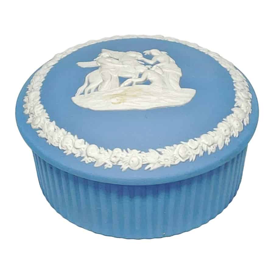 Wedgwood Jasperware Light Blue Pegasus Covered Bowl - Clyde on 4th Antiques & Collectables