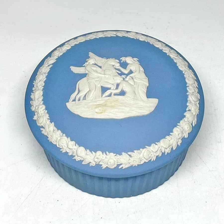 Wedgwood Jasperware Light Blue Pegasus Covered Jar - Clyde on 4th Antiques & Collectables