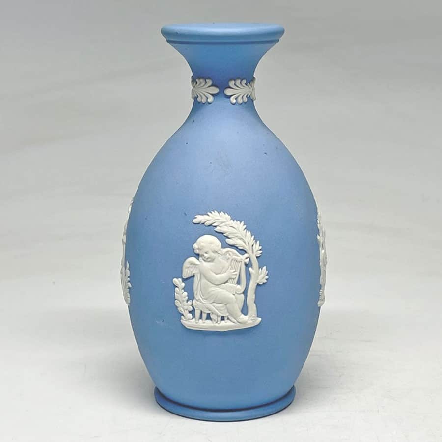Wedgwood Light Blue Jasperware Cherubs Playing Instruments Vase - Clyde on 4th Antiques ...