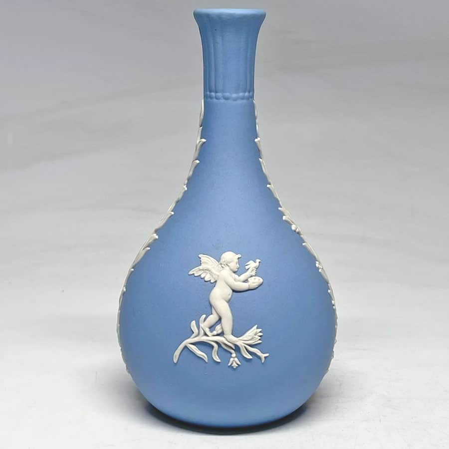 Wedgwood Light Blue Jasperware Cupid Bud Vase - Clyde on 4th Antiques & Collectables