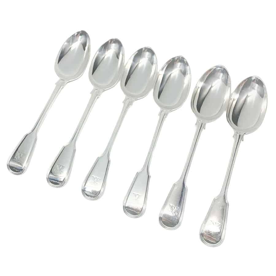 Antique Silver Victorian Fiddle and Thread Service Spoons 1865 - Clyde ...