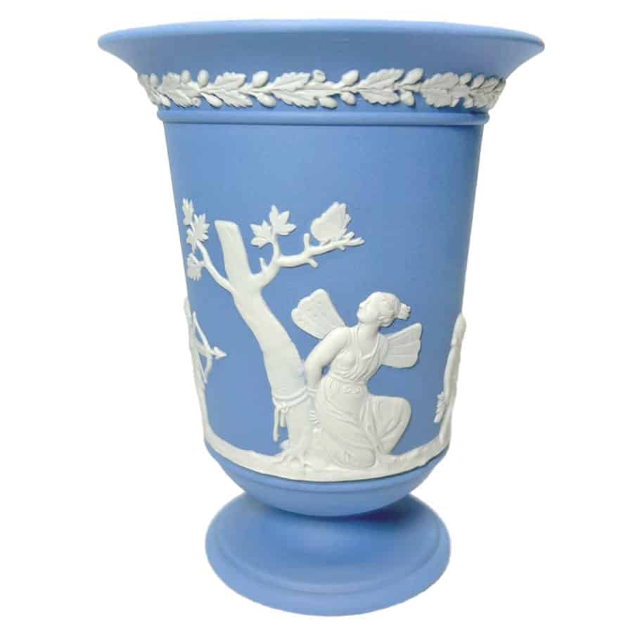 Wedgwood Light Blue Jasperware Cupid Vase - Clyde on 4th Antiques & Collectables