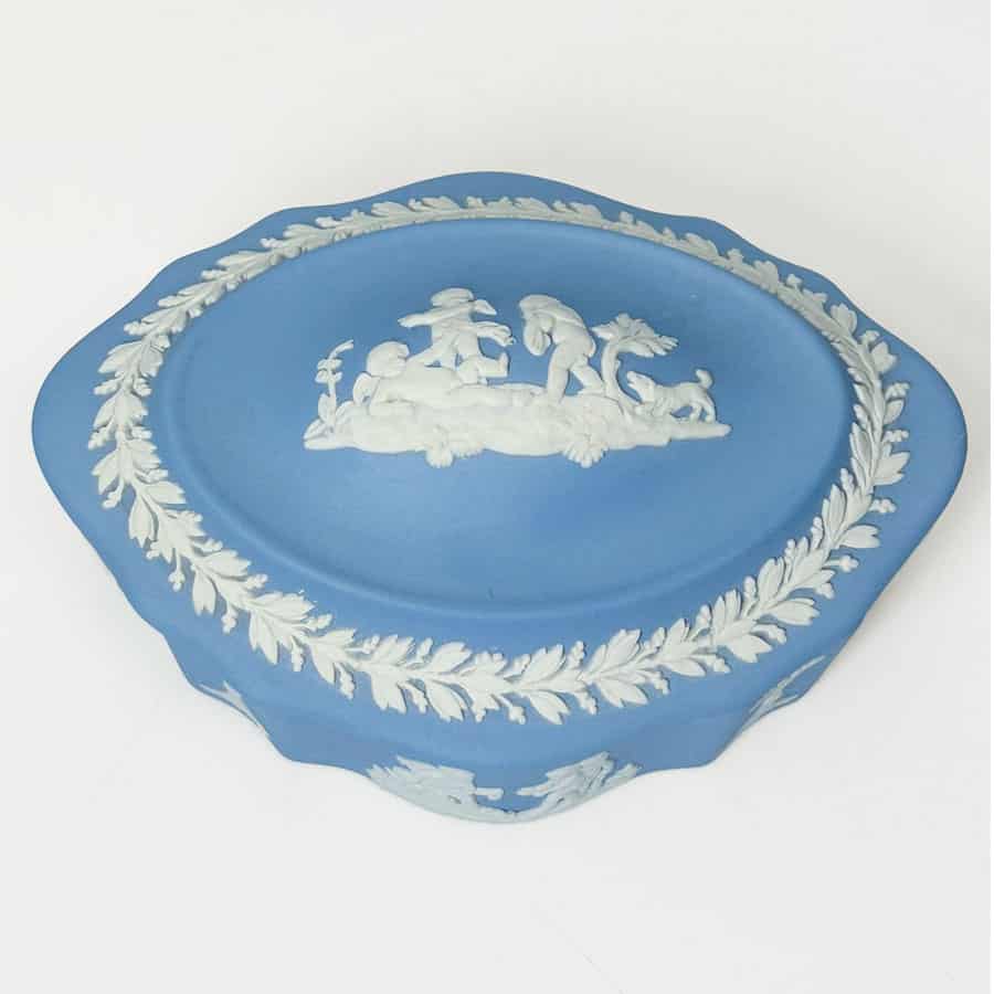 Wedgwood Blue Jasperware Reclining Cherub With Dog Classic Trinket - Clyde on 4th Antiques ...