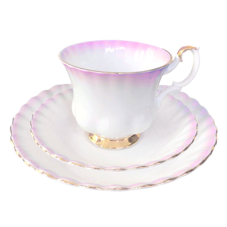Royal Albert Rainbow Pink Montrose Tea Trio - Clyde on 4th Antiques ...
