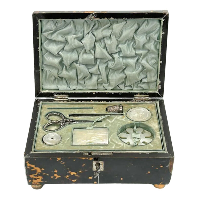 Victorian Hallmarked Silver and Tortoiseshell Sewing Box - Clyde on 4th ...