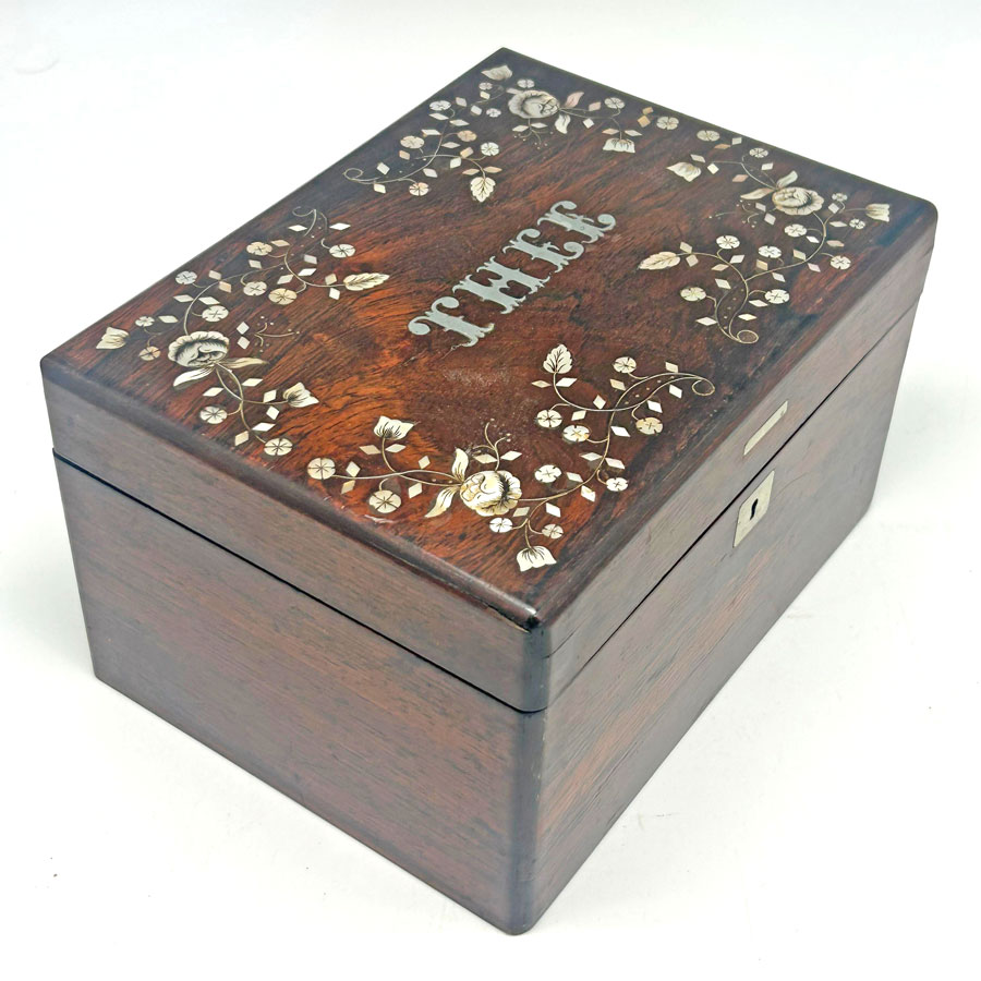 Victorian Silk Lined Rosewood Box - Clyde on 4th Antiques & Collectables