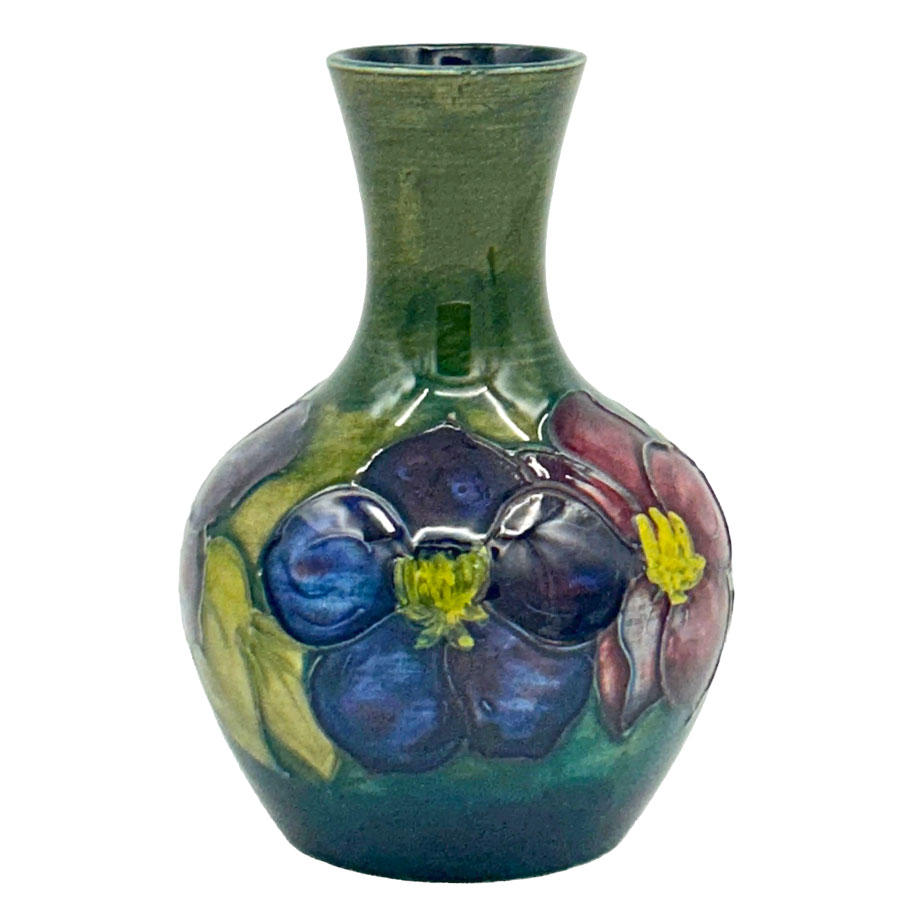Moorcroft Clematis Green Ground Vase C1938 - Clyde on 4th Antiques ...